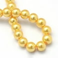 Baking Painted Pearlized Glass Pearl Round Bead Strands Gold 10~11mm ...