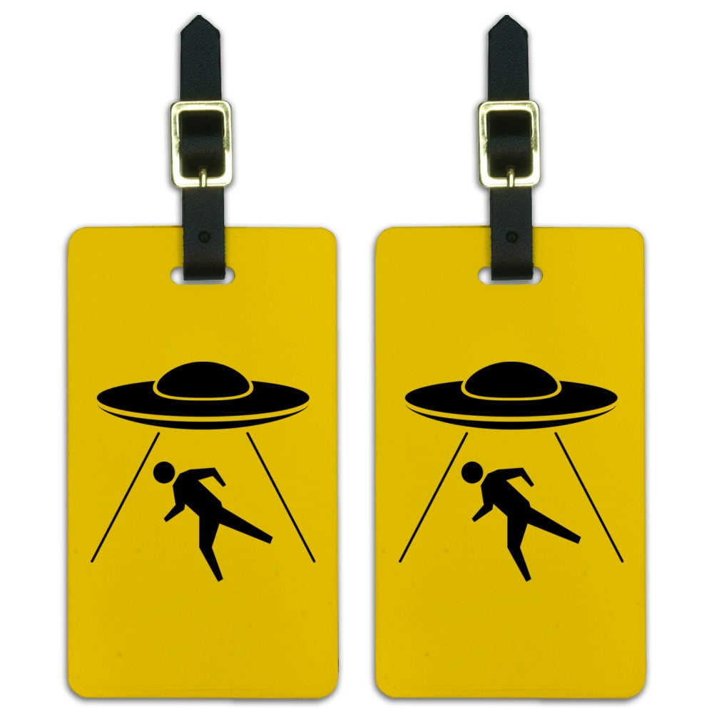 Alien Abduction Hazard Warning Sign Luggage ID Tags Suitcase Carry-On ...