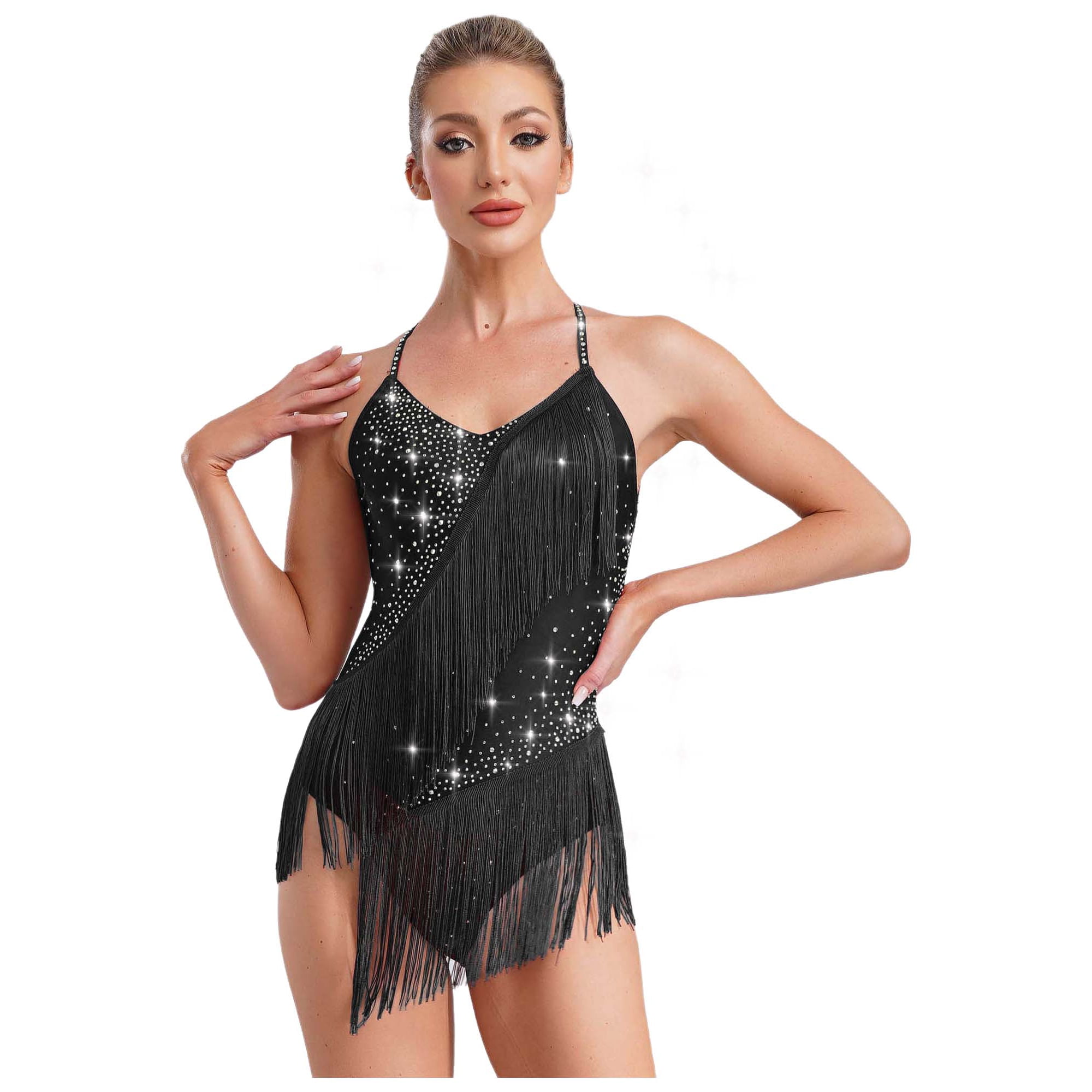 Click here for Fldy Womens Rhinestone Shiny Tassel Gymnastics Leo... prices