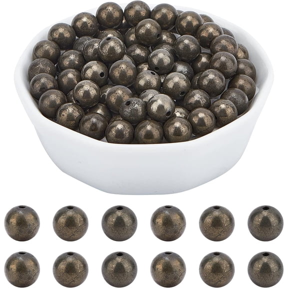 Uxcell 60 Pcs Natural Stone 6mm Picture Stone Coffee Color Beads ...