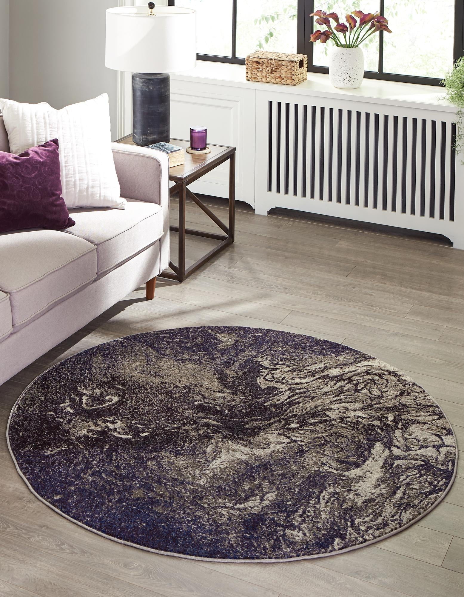 Rugs.com Haerfest Collection Rug – 8 Ft Round Gray Low Rug Perfect For ...