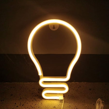 SHARKDOOK LED Neon Light Bulb Shape Neon Light Sign USB/Battery ...