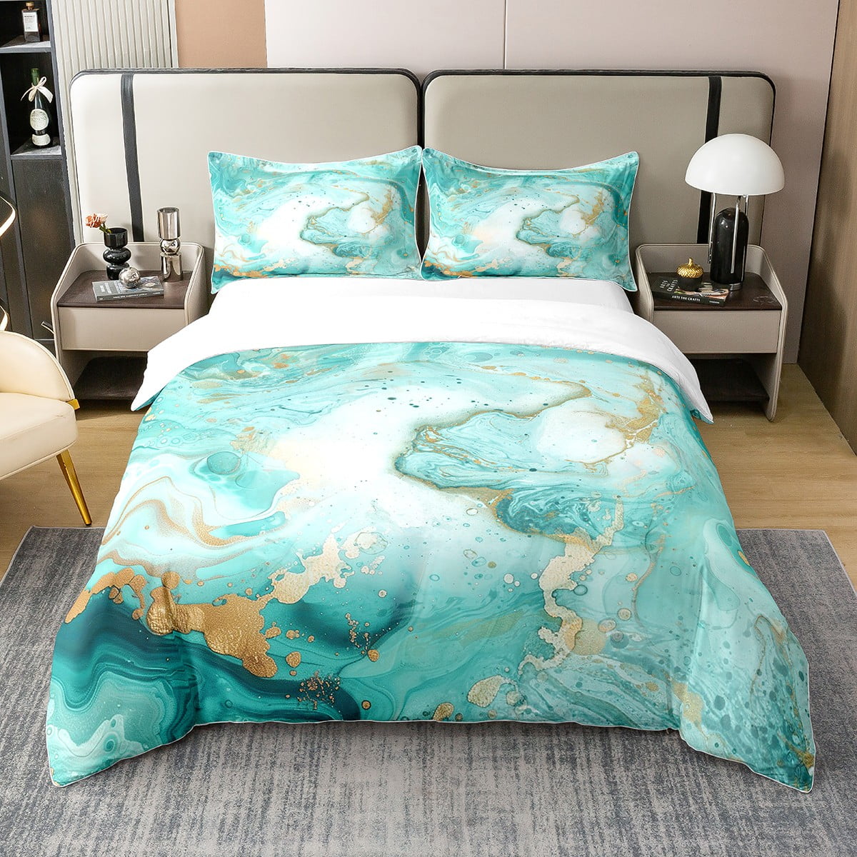 Click here for Yst 100 Organic Cotton Teal Blue Marble Texture Co... prices