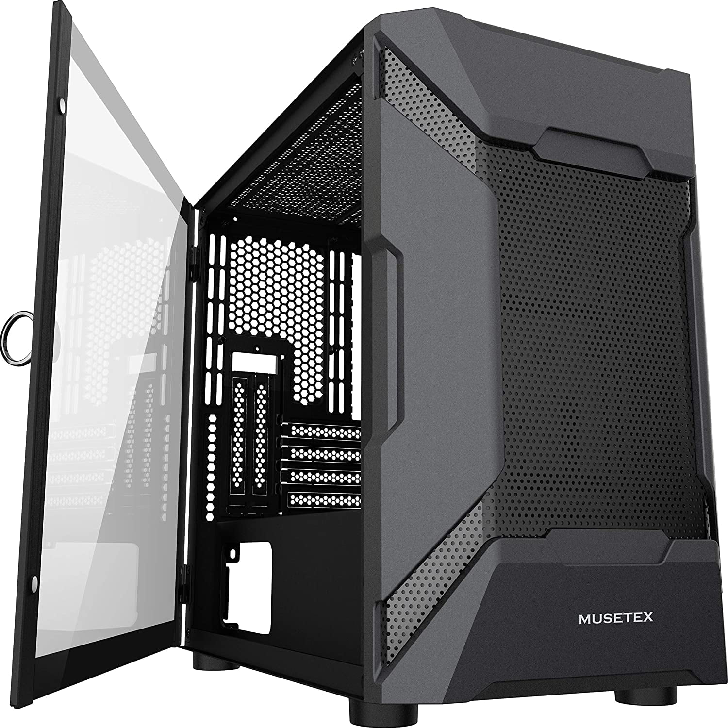 MUSETEX MESH Micro ATX Tower Case with 2 PCS × USB 3.0 Ports Magnetic ...
