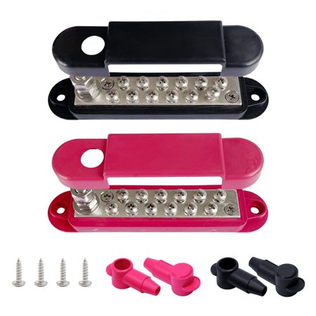 Orifort 12 Terminals Brass Bus Bar with Cover, 5.3" Power and Ground ...