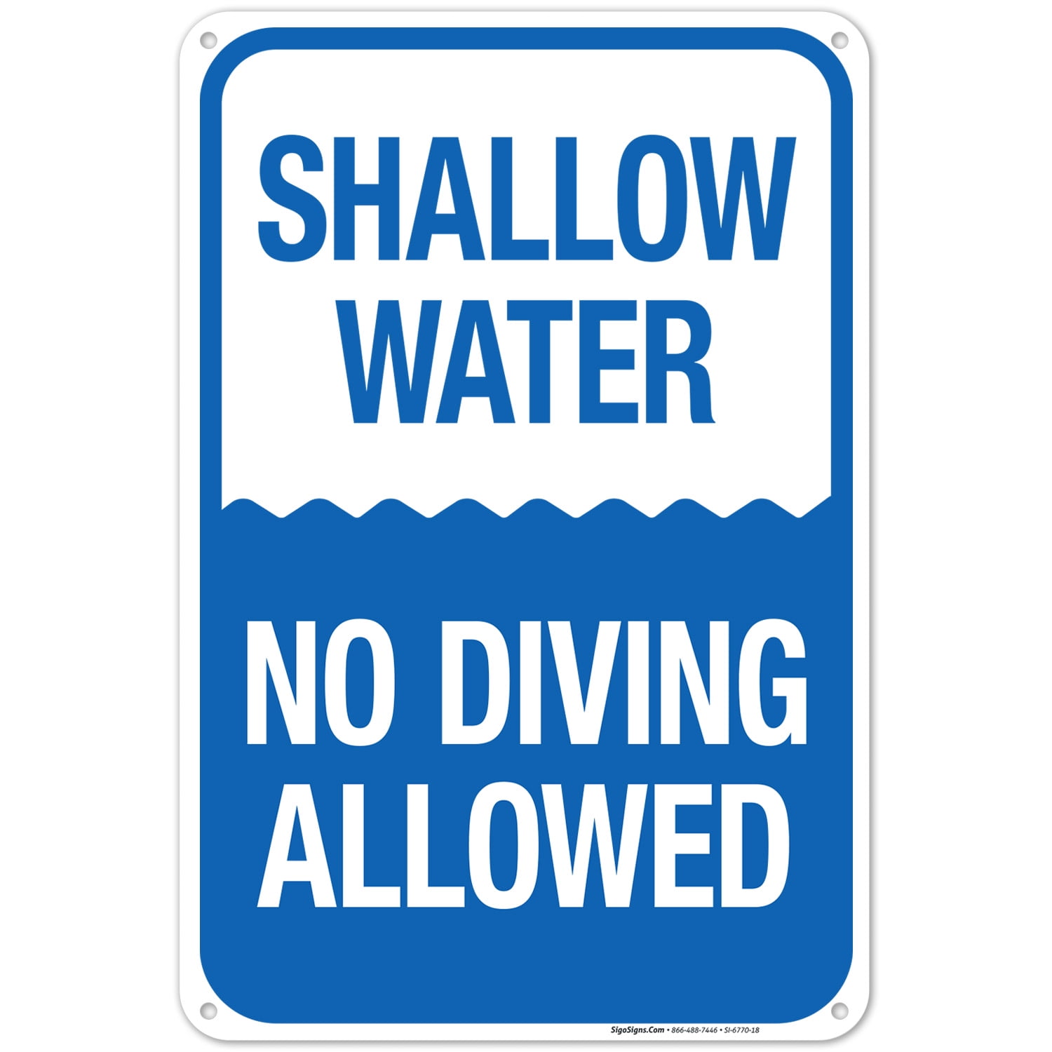 Shallow Water No Diving Allowed Sign, Pool Sign, - Walmart.com