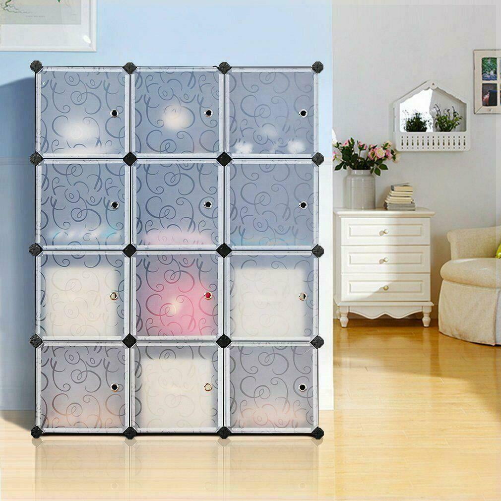 DIY 12 Cube Portable Closet Storage Organizer Clothes Wardrobe Cabinet ...