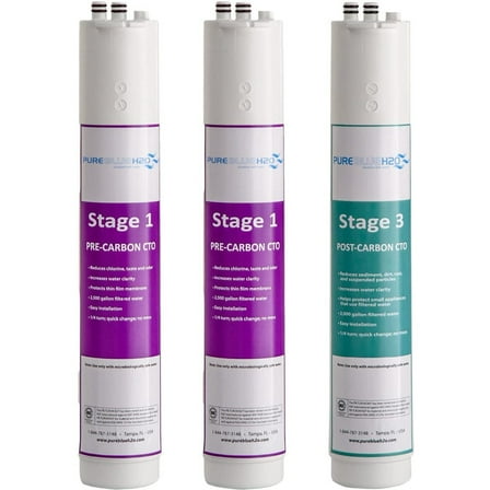 Pure Blue H2O 3 Stage 1:1 Reverse Osmosis Water Filtration System with ...
