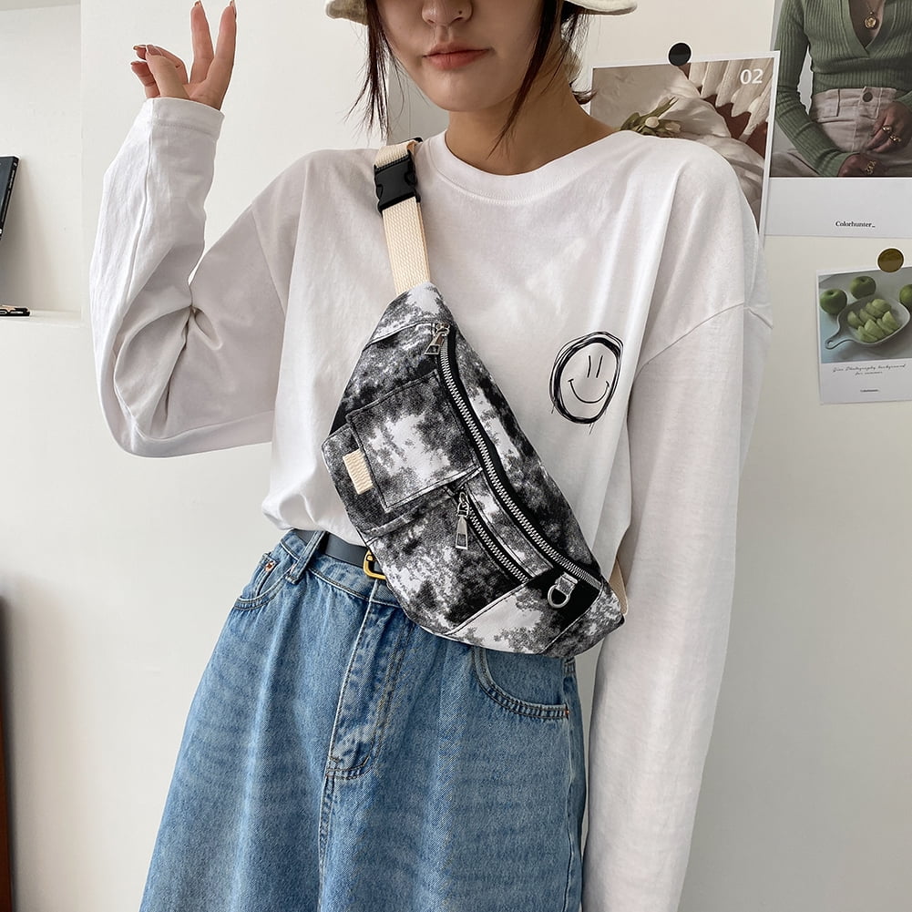 Bolsa Mini riñonera de lona con estampado de teñido anudado retro para ...