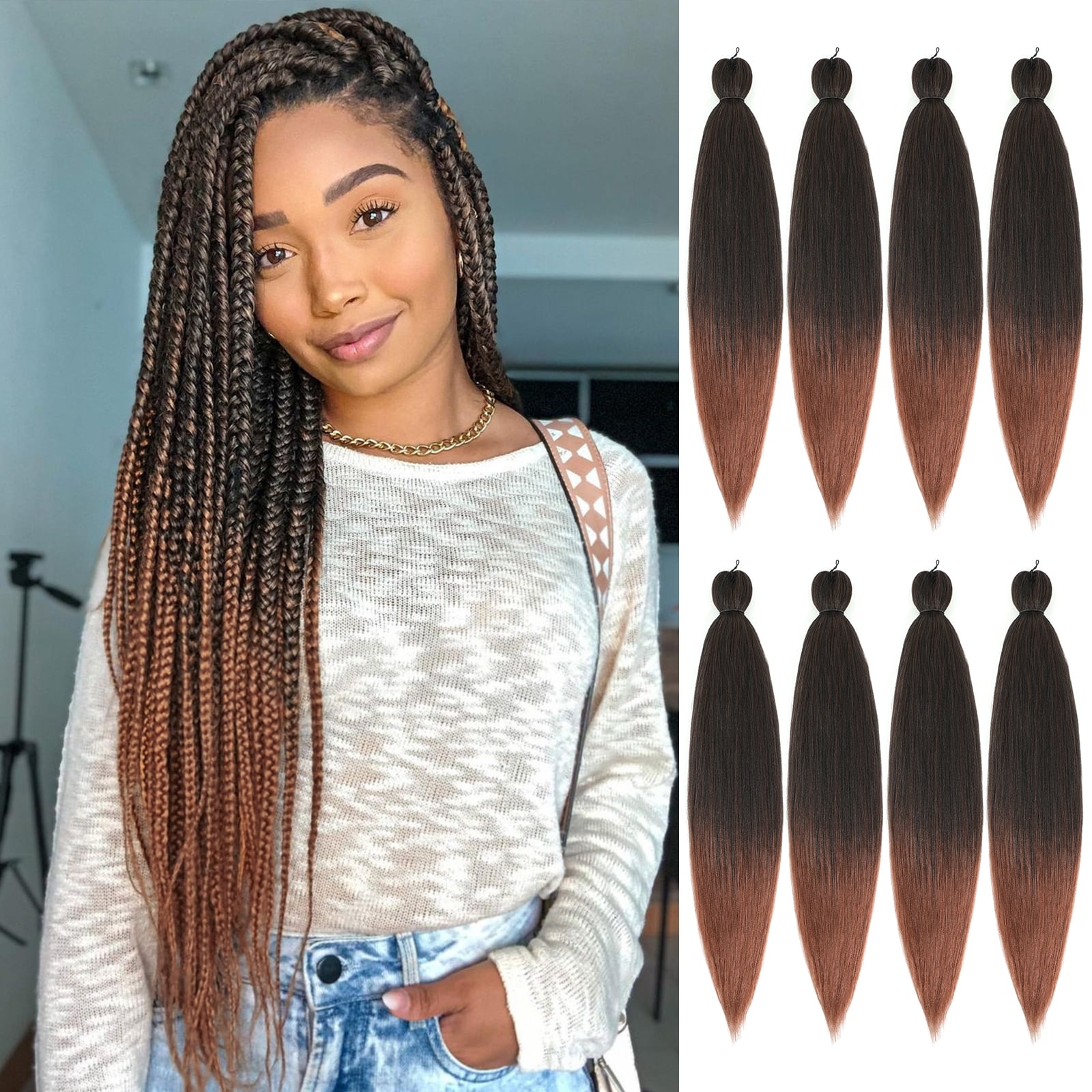 Braiding Hair Pre Stretched Synthetic Ombre Braiding Hair for Making ...