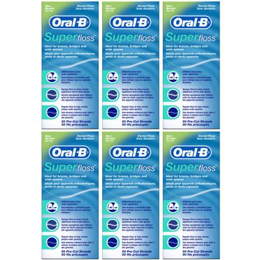 Oral-B Superfloss Dental Floss Pre-Cut Strands, Mint - 50 Ea, 6 Pack ...