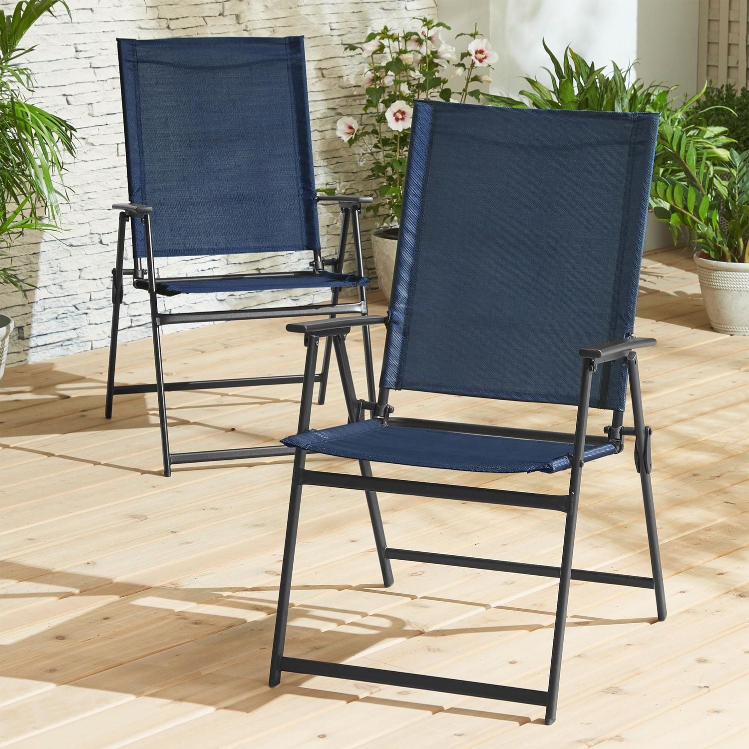 Mainstays Greyson Steel Outdoor Folding Chairs, Set of 2, Big Dipper ...