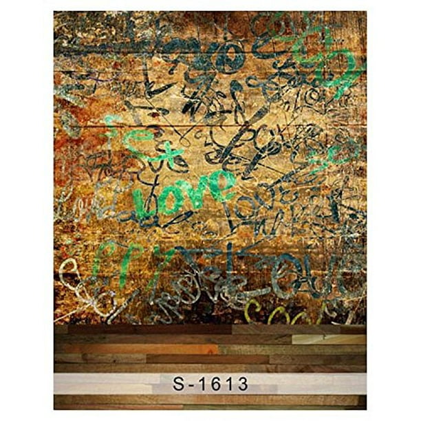 MOHome 5x7ft Graffiti Scrawl Wall Wood Floor Photography Studio ...
