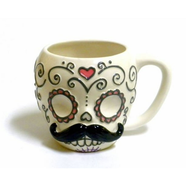 Sugar Skull with Mustache Ceramic Coffee Mug - Walmart.com - Walmart.com
