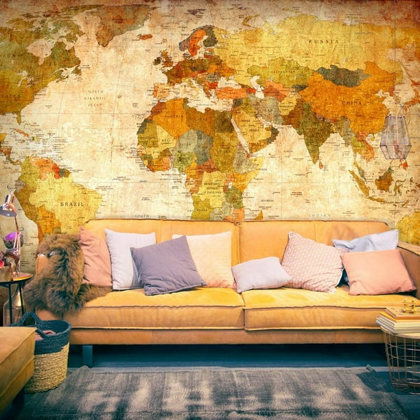 Tiptophomedecor World Map Wallpaper Wall Mural - Old World Map 02 ...