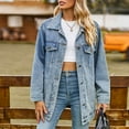 Levmjia Denim Jackets for Women Clearance Plus Size Women's Fashion Color Lapel Look Slimmer ...