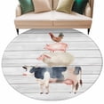 8ft Washable Large Round Rug, Farm Animal Non-Slip Circle Area Rug for ...
