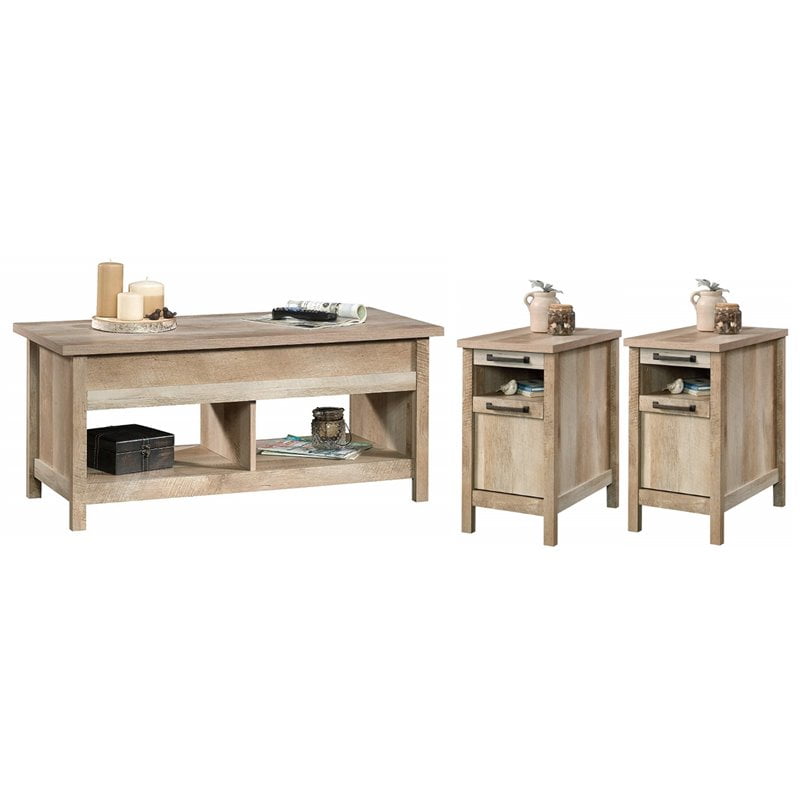 3-Piece Coffee Table Set with Coffee Table and 2-End Tables in Lintel ...