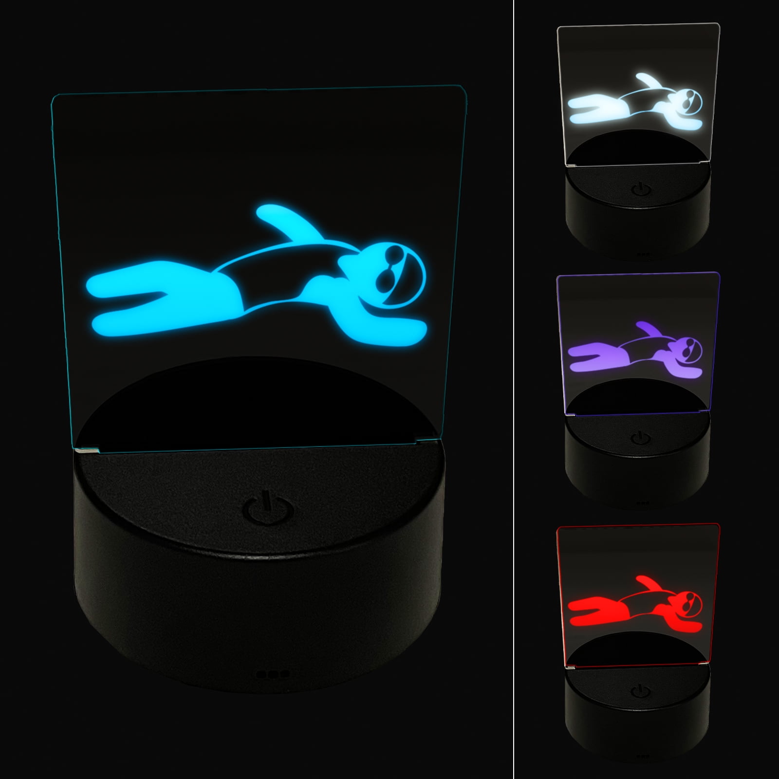 Swimming Swimmer Backstroke LED Night Light Sign 3D Illusion Desk ...