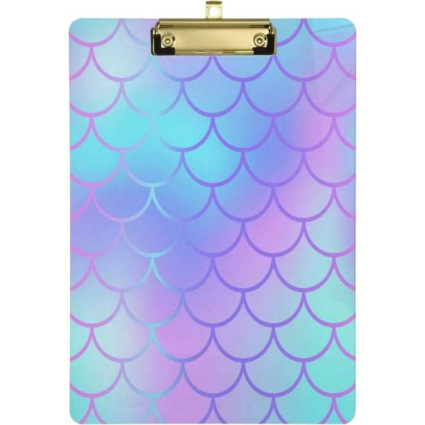 FMSHPON Rainbow Mermaid Scale Fish Clipboard Hardboard Wood Nursing ...