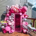 Beyondtrade 130pcs Y2k Hot Pink Silver Disco Balloons Garland Arch Kit ...