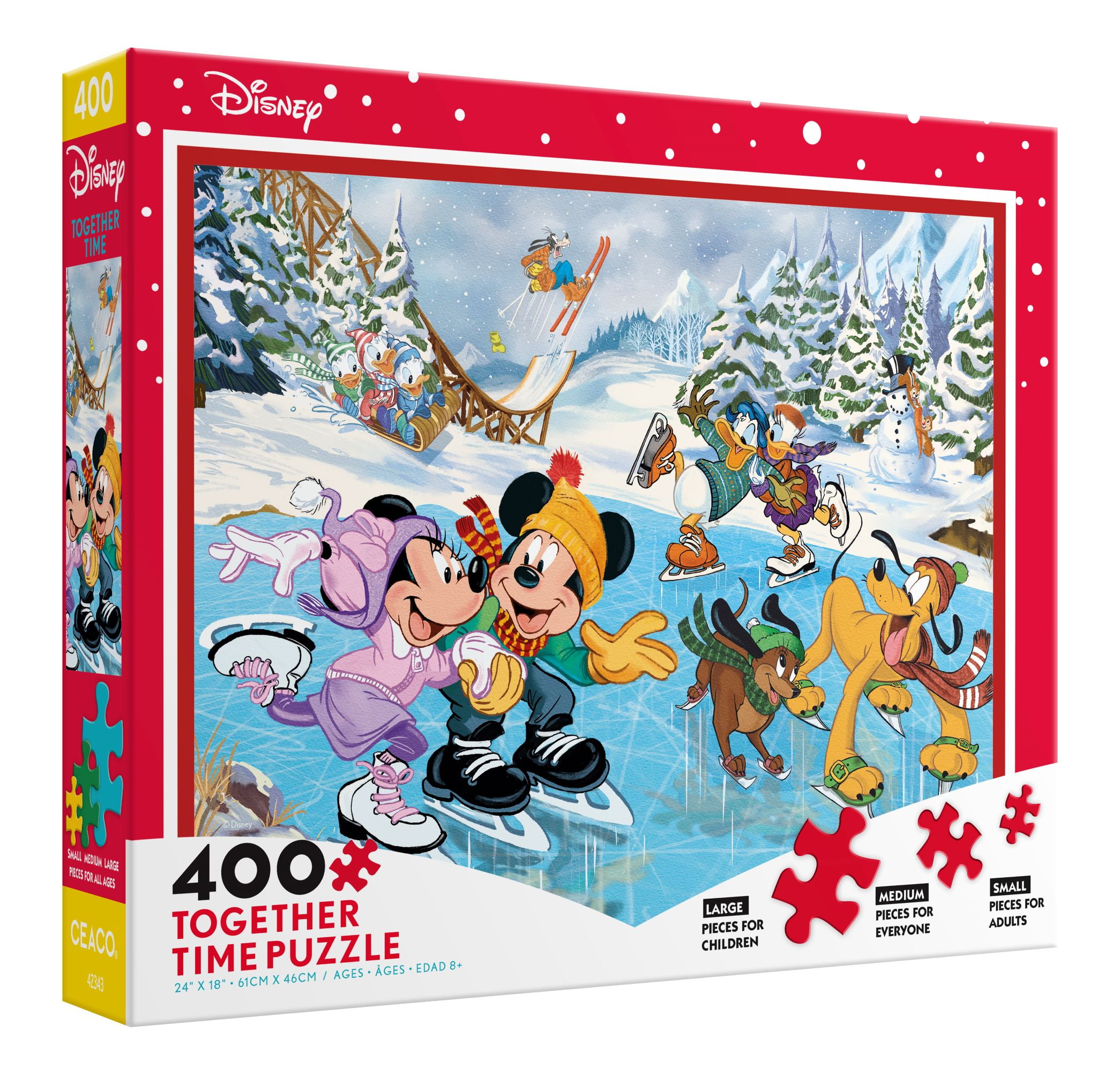 Ceaco 400-Piece Disney Holiday Together Time Mickey & Minnie Skating ...