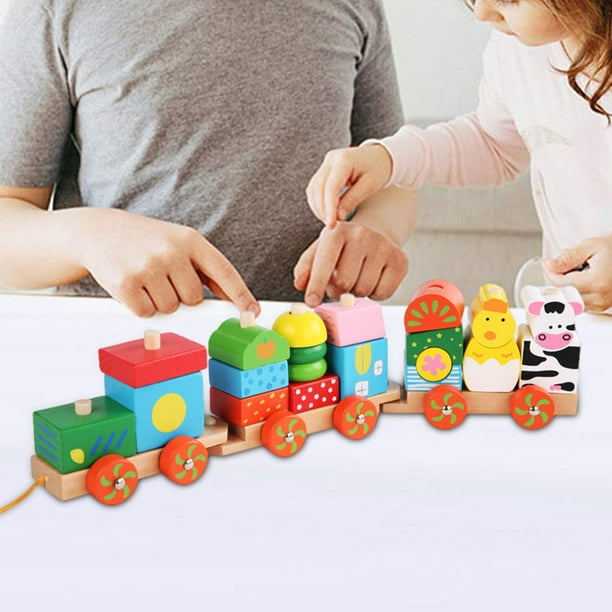 Stacking Train Toy, Baby Toys Wood Train, Smooth Fun Attractive Wooden ...