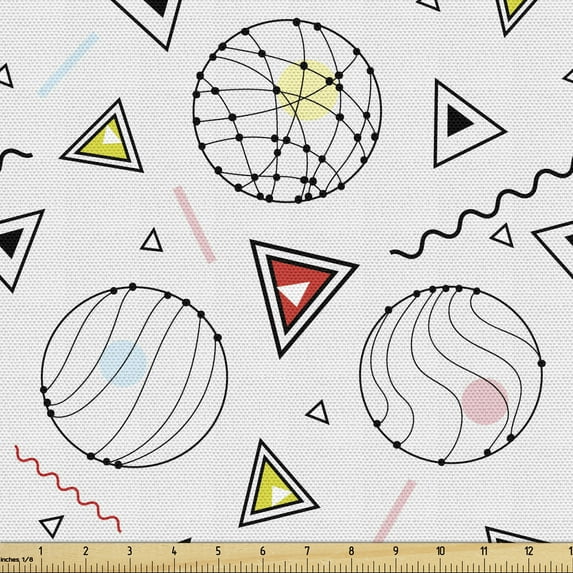Abstract Sofa Upholstery Fabric by the Yard, Geometric Circles Memphis ...