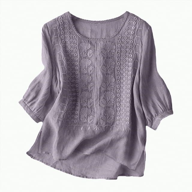 WUANDIXFA Women 2025 Fall Clothes Linen Shirts for Women Retro ...