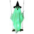 3.9FT Halloween Light-Up Ghost Swing Decor, LED Glowing Ghost with ...