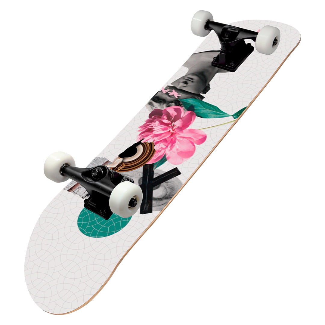 Patineta Profesional de Madera MUSA Modelo Musa Blanco 31 x 8 pulgadas ...