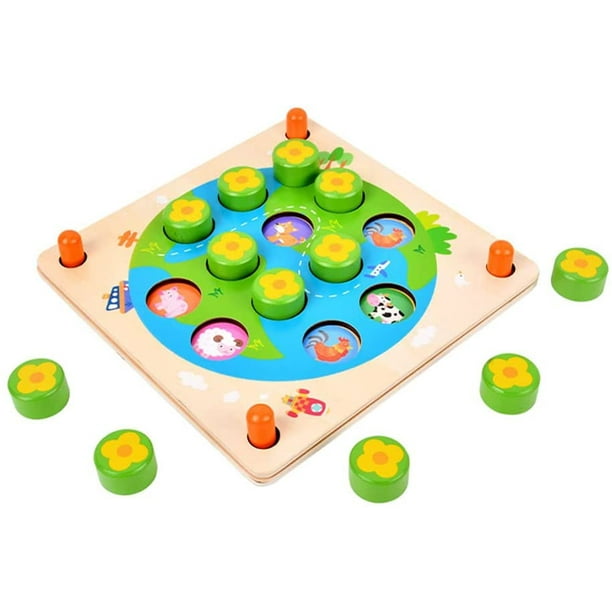 HHHCWooden Memory Matchstick Chess Game Animal Color Shape Sorter Toy ...