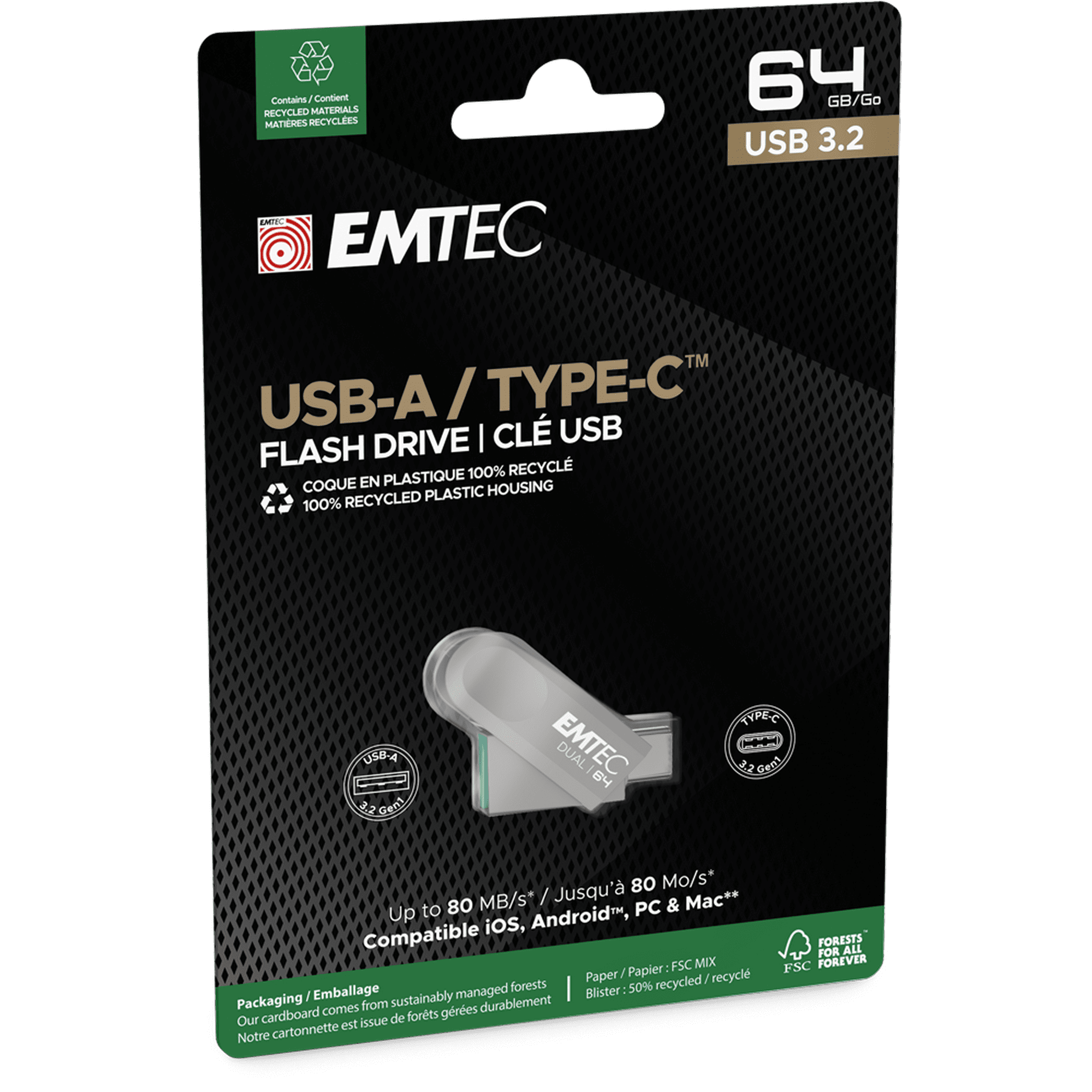 Click here for Emtec Usb3.2 Type-C Dual D280 64gb prices