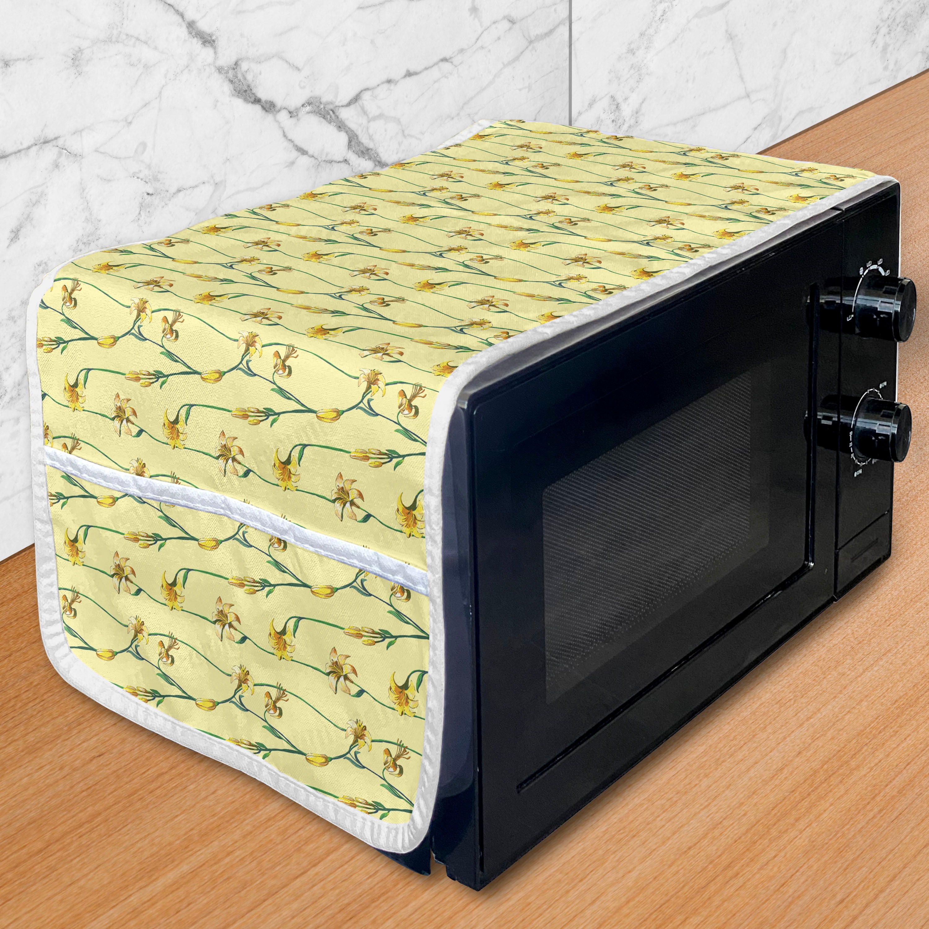 Floral Microwave Oven Cover, Buttercup Daffodil Branches Shabby Swirly ...