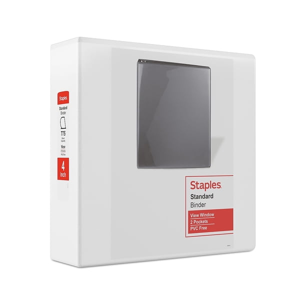Staples Standard 4-Inch D 3-Ring View Binder White (26358) 976178 ...