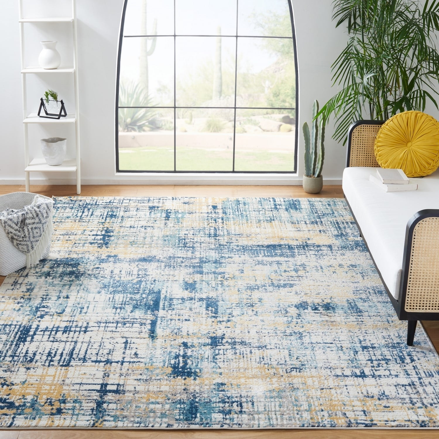 SAFAVIEH Skyler Collection SKY540M Navy / Gold Rug - Walmart.com