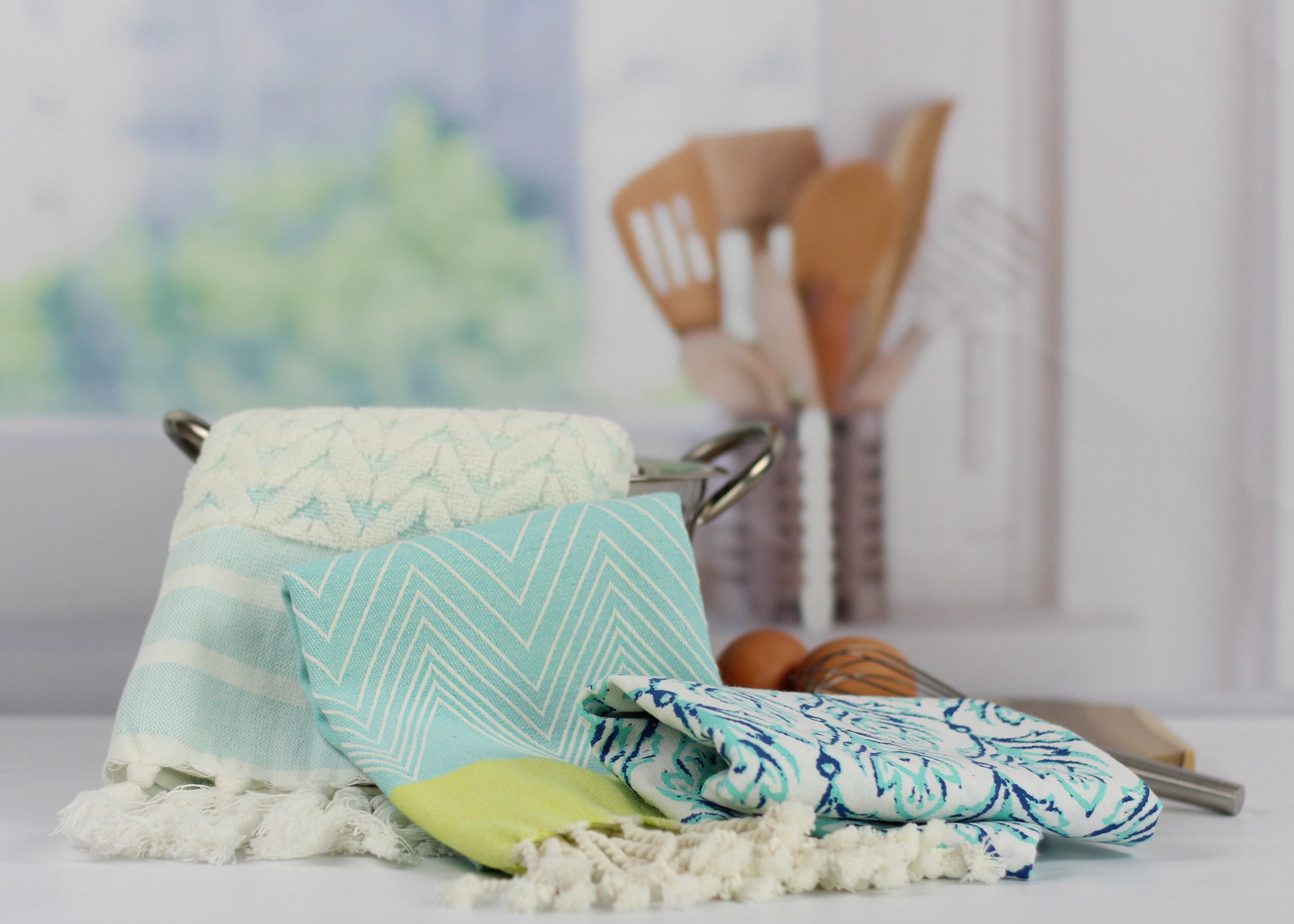 Peach & Oak 3-Piece Assorted Kitchen Towel Set, Aqua - Walmart.com