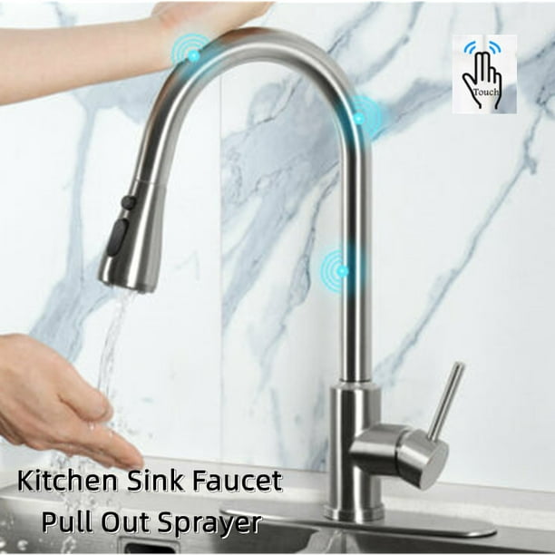 Automatic Sensor Touch Kitchen Sink Faucet Pull Out Sprayer Staineless ...