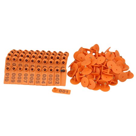Plastic Bull Ear Tag Orange Livestock Ear Label for Cow Pig Pack of 100 ...