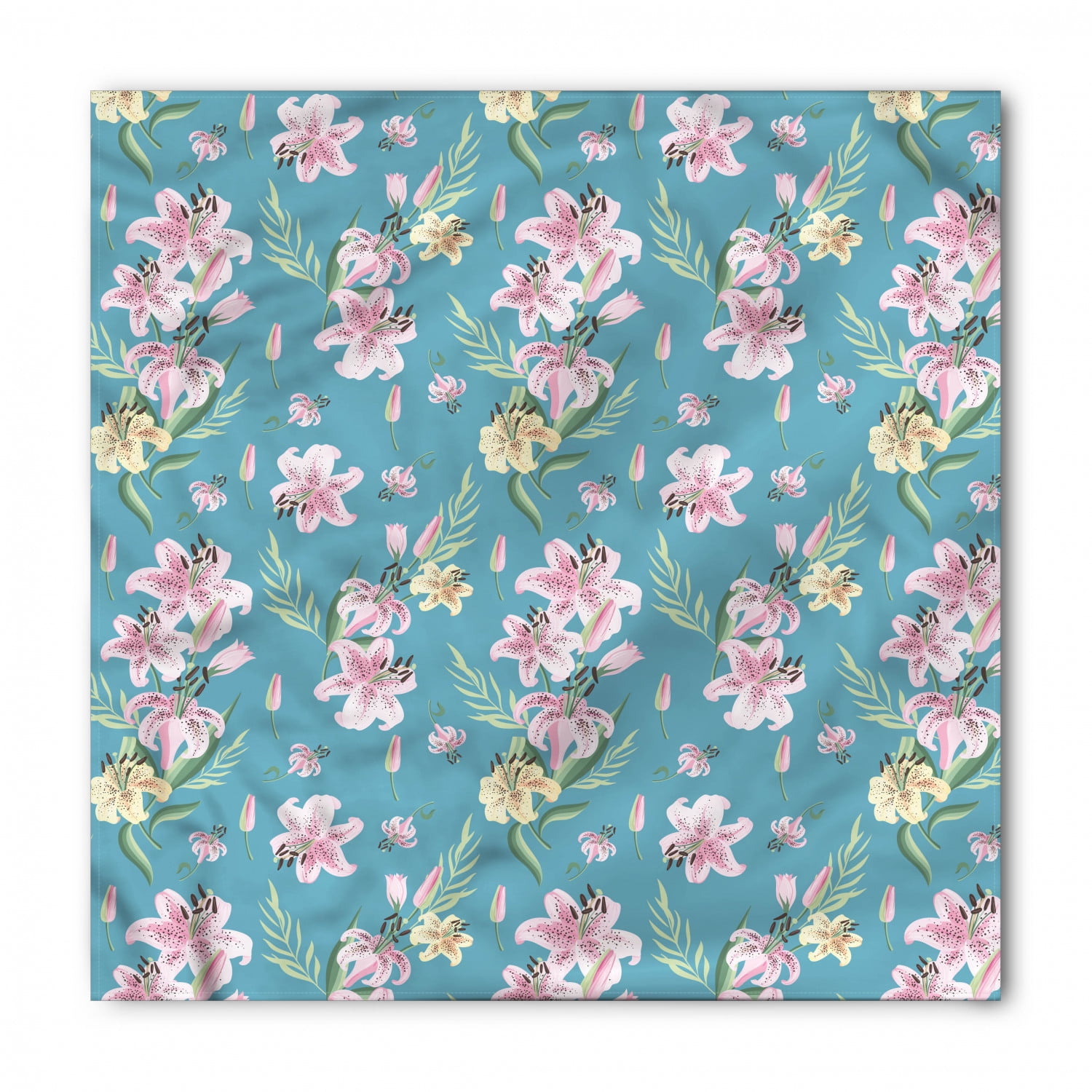 Floral Bandana, Natural Lily Flower Patterns, Unisex Head and Neck Tie ...