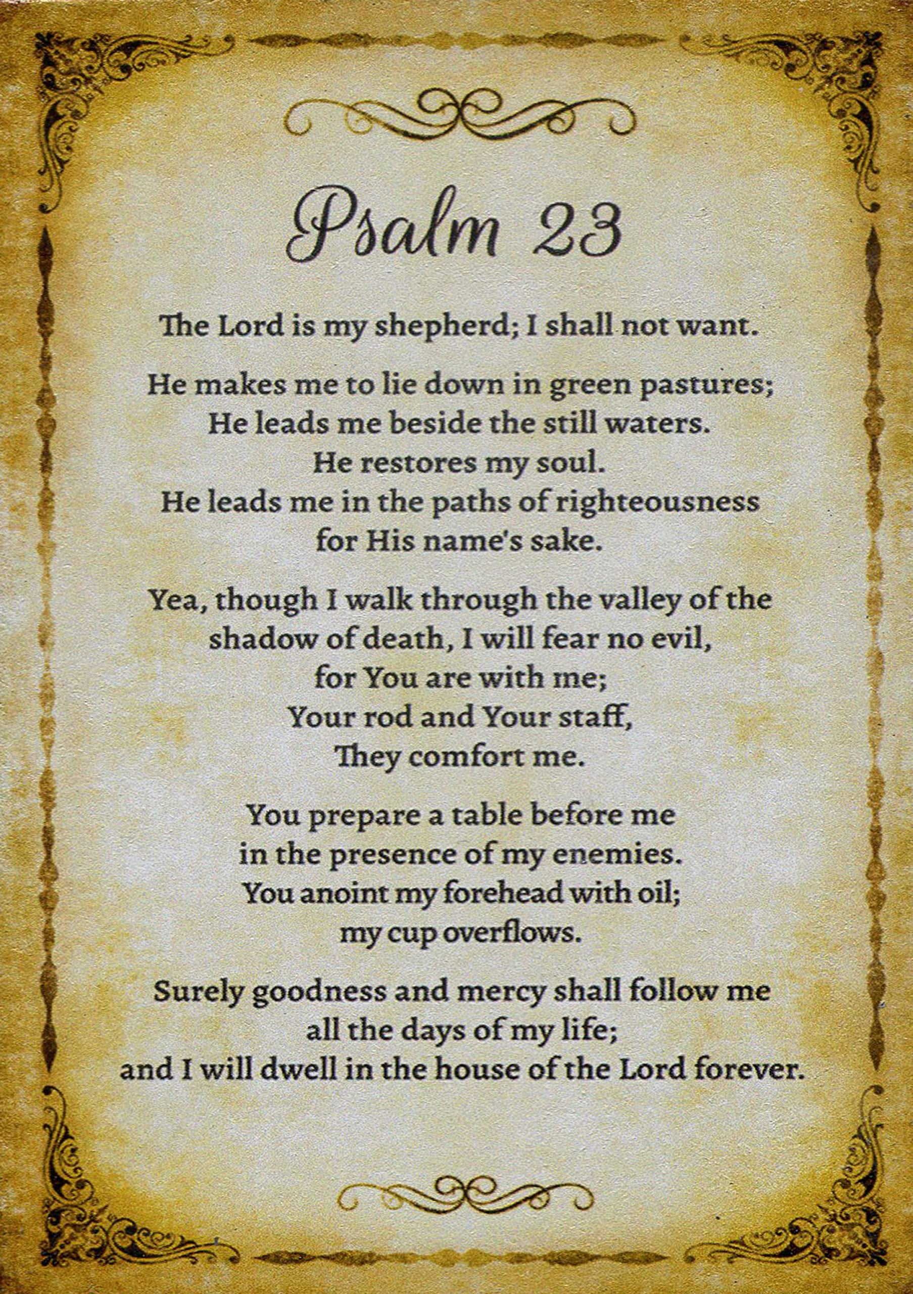 Catholic print picture - Psalm 23 T - 8" x 10" ready to be framed ...