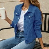Beppter Women's Basic Solid Color Denim Jacket, Button Down, Cotton ...