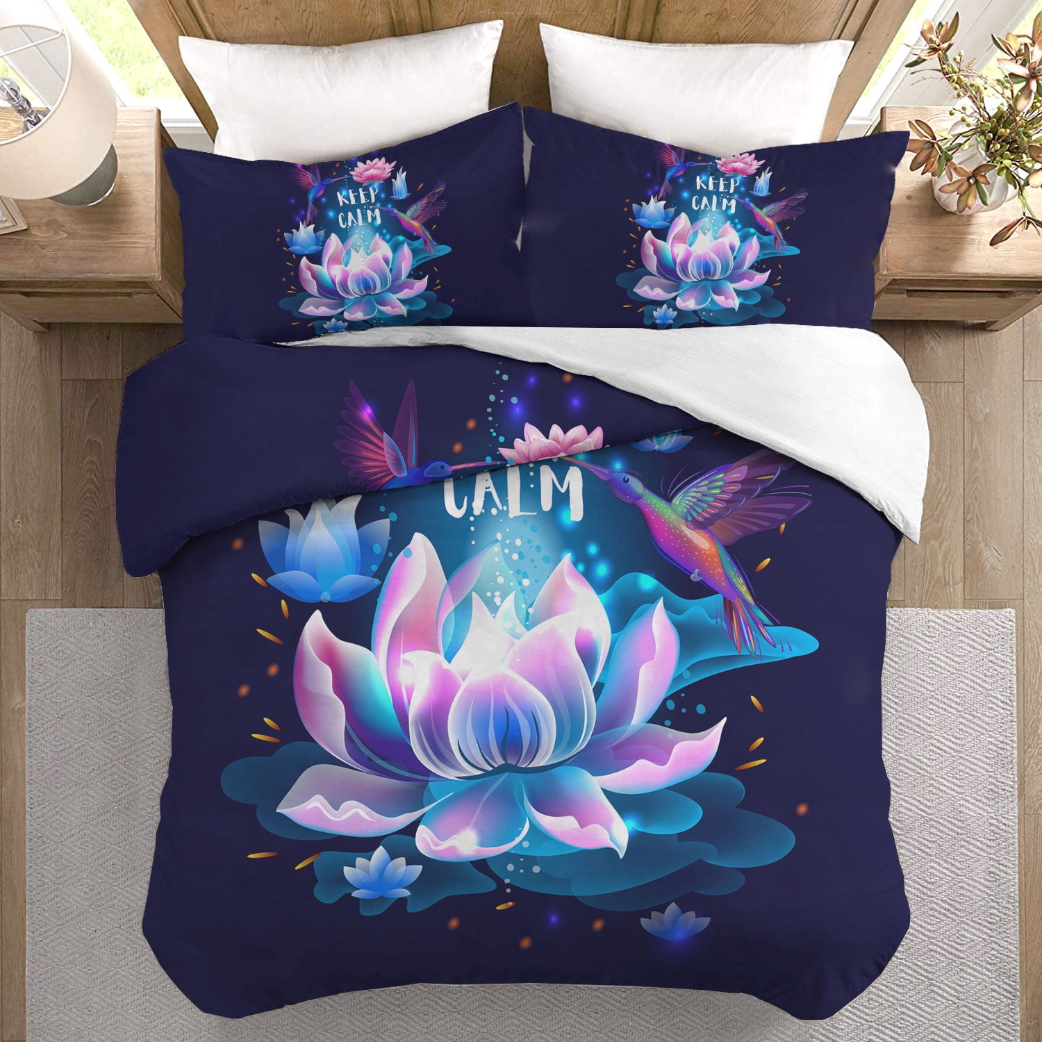 Arightex 3pcs Purple Trippy Lotus Duvet Cover Twin Microfiber Comforter ...