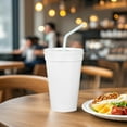 Styrofoam Cups with Lids and Drinking Straws, 16 oz, White, 150 Count ...