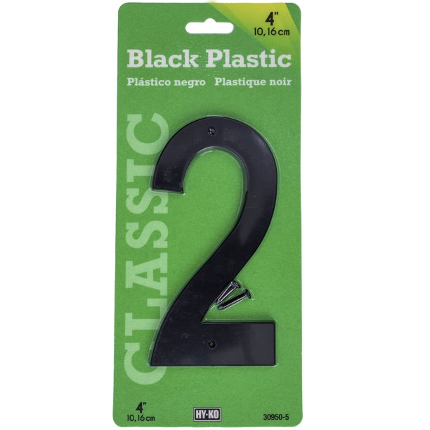 HY-KO 4" BLACK PLASTIC MODERN NUMBER 2 - Walmart.com