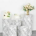 BalsaCircle 5 White Black Cylinder Pedestal Mesh Wavy Embroidered ...