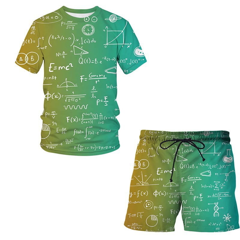Geometric Mathematical Formulas 3d Digital Printing T Shirt Mens