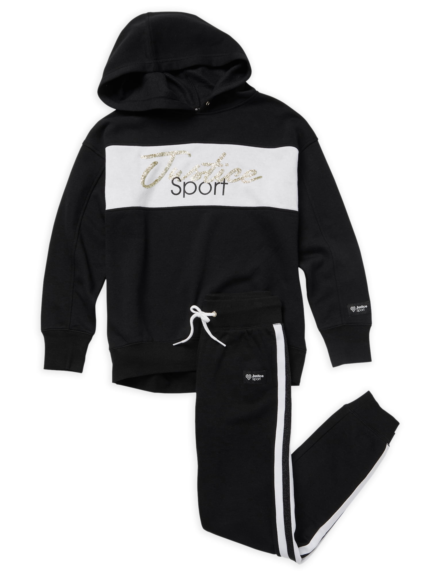 Justice Girls Graphic Fleece Hoodie and Jogger Sweatpants, 2-Piece ...