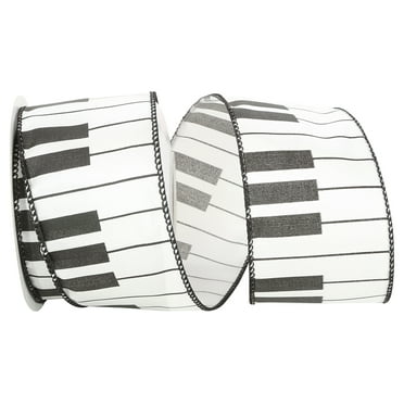 Homeford Piano Keys Musical Wired Ribbon, 2-1/2-inch, 10-yard, White ...