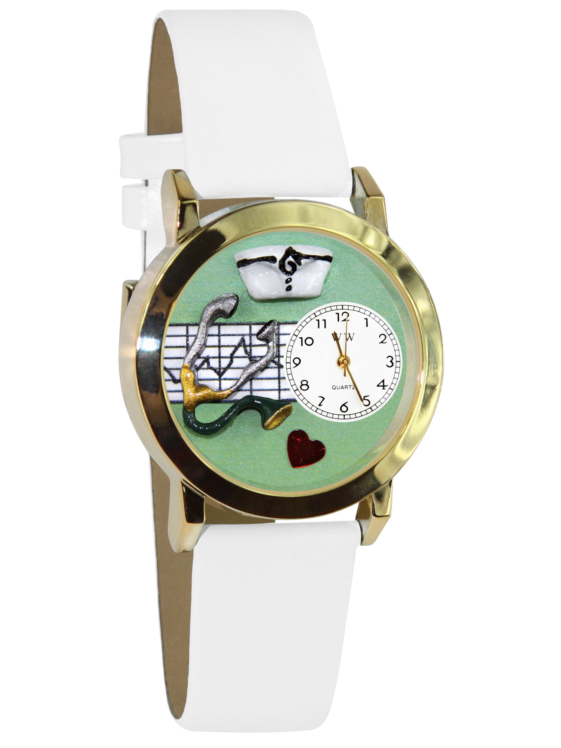 Whimsical Watches C-0610031 Womens Nurse Green White Leather And ...